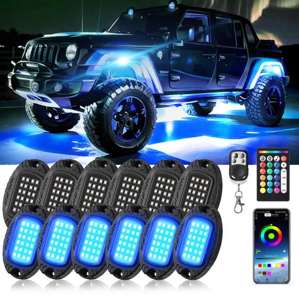 商品名:  ZONECONA 12Pods Metal RGBW Rock Lights for Truck with APP/Dual Wireless RF Remote Control, 288LEDs LED Rock Lights...