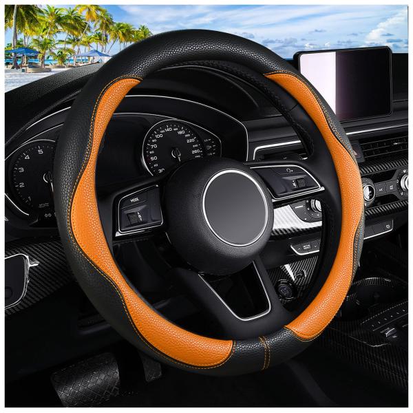 商品名: BubabyZZ ハンドルカバー、滑り止め 通気性 快適 PU イミテーションレザー かわいい カーアクセサリー レディース ガールズ オールシーズン 15インチ ほとんどの車にフィット(オレンジ) BubabyZZ Steeri...