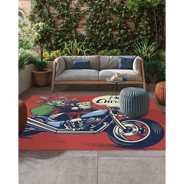 商品名:  MUENINELE Outdoor Rugs with Non-Slip Backing, Merry Christmas Santa Claus Carrying Gifts on Motorcycle Quick-Dry D...