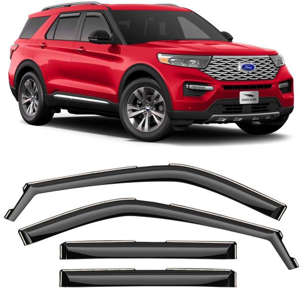 商品名: Voron ガラス インチャンネル 超耐久性 レインガード Ford Explorer 2020-2023 ウィンドウディフレクター ベントウィンドウバイザー 4ピース - 200518 Voron Glass in-Channe...