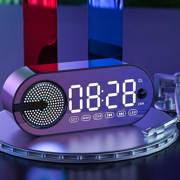 商品名:  Portable Mini Desktop Smart Alarm Clock, Intelligent Sensing Bluetooth Sound Dual Alarm Clock, Bluetooth Sound, Da...
