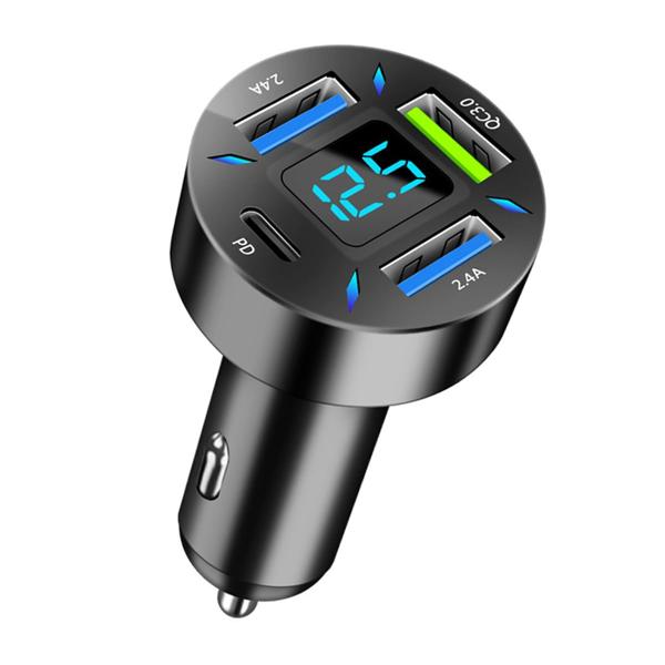 商品名:  Moioee 4 Ports USB Car Charger, 66W Super Fast Charging USB QC 3.0, USB Adapter Charger with LED Voltmeter for Car...