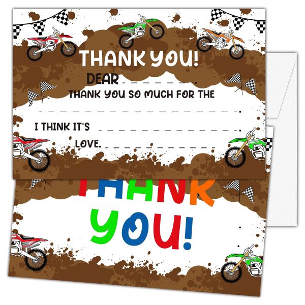 商品名: entdate オートバイ サンキューカード 男の子 女の子 ダートバイク 空欄に記入 サンキューポストカード 封筒付きサンキューノート ジェンダーニュートラル/誕生日パーティー用品 デコレーション (B10) entdate M...