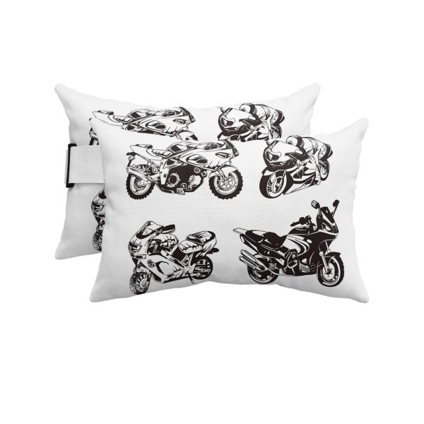 商品名:  HERBED Outdoor Pillows Covers with Inserts Classic Realistic Biker Lover Four Grayscale Motorcycle Waterproof Pill...