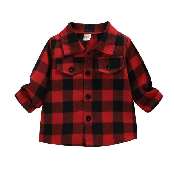 商品名:  TBUIALL Baby Girls Boys Graphic Tees Toddler Baby Boy Girl Shirt Jacket Red Plaid Long Sleeve Button Down Tops wit...