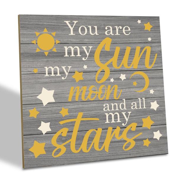 商品名: 子供部屋装飾 木製プラーク テーブルアートサイン 6.2 * 6.2インチ 太陽 月 星 装飾 棚用 卓上装飾 育児室の装飾 女の子の部屋の装飾 ボーイルーム装飾 You are My Sun Moon and All My St...