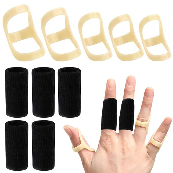 商品名:  SAREAL 10Pcs Oval Finger Splints &amp; Sleeves Kit, 5Pcs Graduated Oval Trigger Finger Splints and 5Pcs Finger Sle...