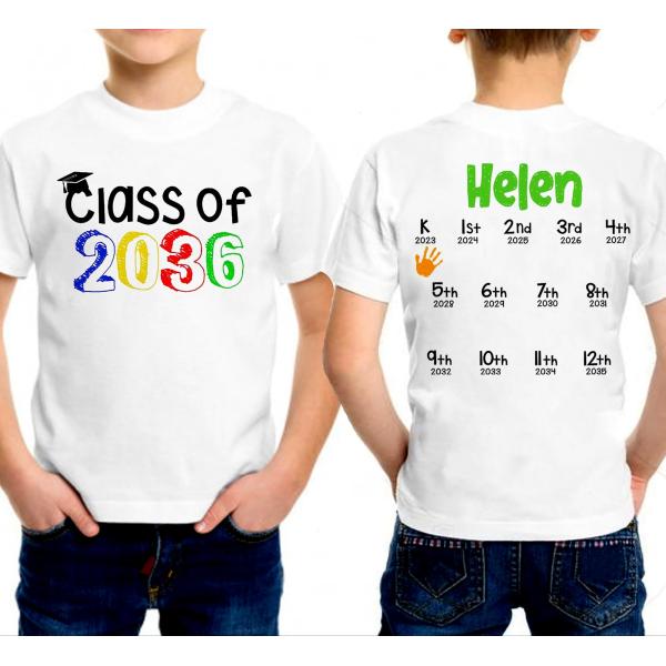 商品名:  Class of 2036 Grow with Me Shirt, Back to School Shirt, Handprint Shirt, Kids Graduation Tee, School Kids Shirt, 1...