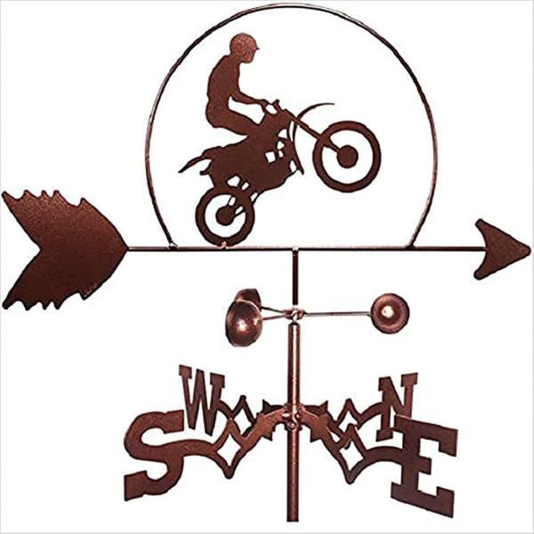 商品名: オートバイ機能風向計、方向指示器、風向計ルーフマウント、風向計風吹くフライングルーフガーデンメタル装飾 32 x 35cm 風向計 Motorcycle Functional Weather Vane, Direction Ind...