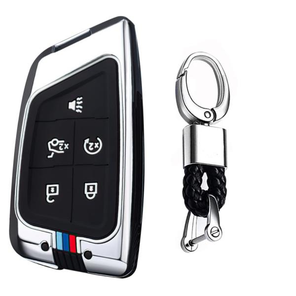 商品名:  TECART Key Fob Cover Fit For Cadillac CT5 CT6 XT4 XT5 XTS ATS Key Case Key Shell Accessories Protector 5 Button Si...