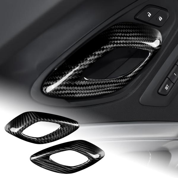 商品名: AIRSPEED 本物のカーボンファイバー製車のドアパネルカバー 内装トリム シボレーカマロ 2016 2017 2018 2019 2020 2021 2022 2023 アクセサリー ブラック AIRSPEED Real Ca...