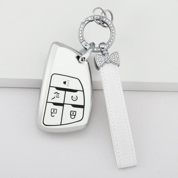 商品名: 1797 キーフォブカバー ホワイト シルバー TPU (ビュイック シボレー GMC タイプE用) 1797 Key Fob Cover for Chevy Chevrolet Silverado GMC Sierra 1500...