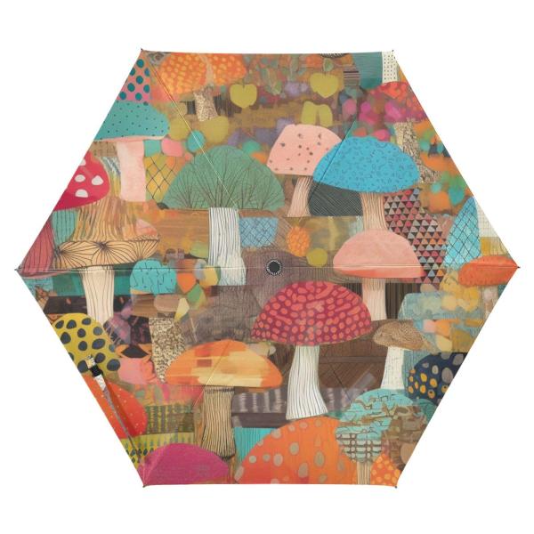 商品名:  ZENWAWA Cartoon Mushrooms Travel Umbrella Auto Open Close, Automatic Umbrellas with Case Pouch for Rain Windproof ...
