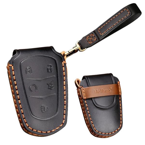 商品名:  TECART Leather Key Fob Case Cover Fit for Cadillac Escalade ATS CTS STS Keychain Accessories Key Shells 5 Button B...