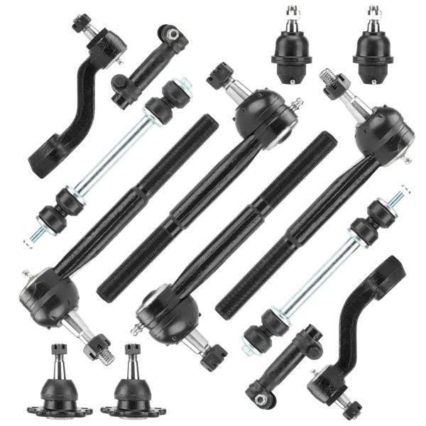 商品名:  4WD Front Upper Lower Ball Joints + Stabilizer Bar Links + Tie Rods + Adjusting Sleeves + Pitman/Idler Arm Suspens...