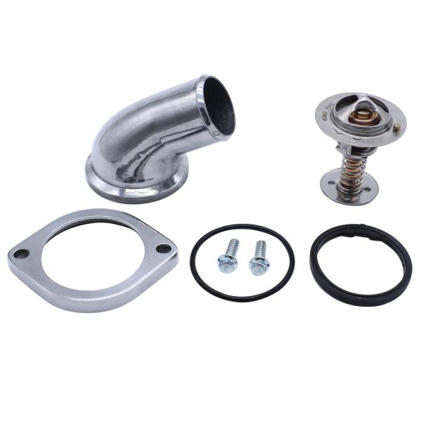 商品名: SHLPDFM 光沢アルミニウムシルバー 45°ウォーターネック&amp;160°サーモスタットキット 1セット Ls1 Ls2 Ls3 Ls7 Ls9 Lsa L76 L92 Chevy (gm) エンジンに対応 1 Set S...