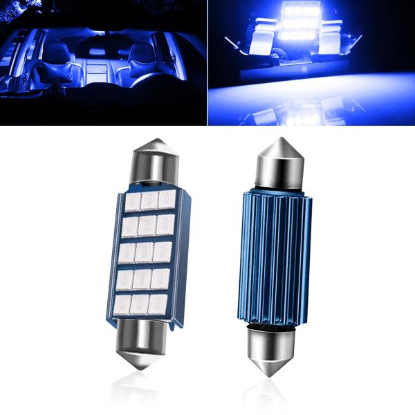 商品名: Irinidig 2個 車用 高輝度 ダブルポイント リーディングライト 42mm 2835 インテリジェントデコーディング 高速応答 一体型デザイン ルーフライト 照明アクセサリー ほとんどのモデルに対応 (ブルー) Irini...