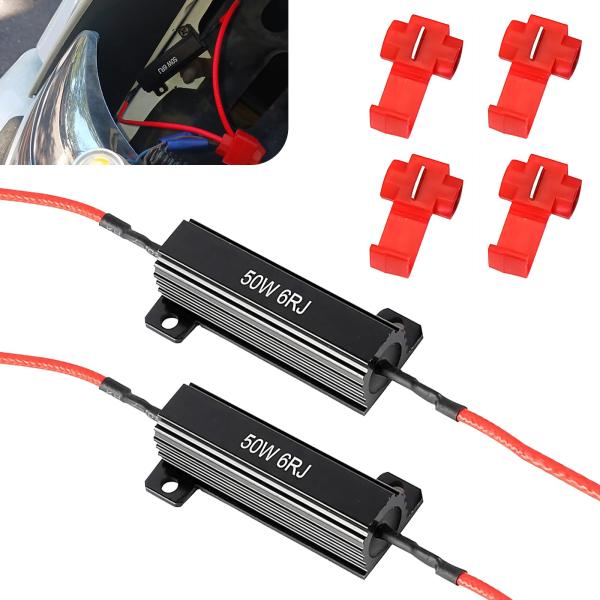 商品名: Nowkont 2個 車用電球抵抗器、50W 6RJ 高放熱メタルシェル 高耐振動低温抵抗器、改造アクセサリー、ほとんどの車と互換性あり(ブラック) Nowkont 2 PCS Car Light Bulb Resistor, 5...