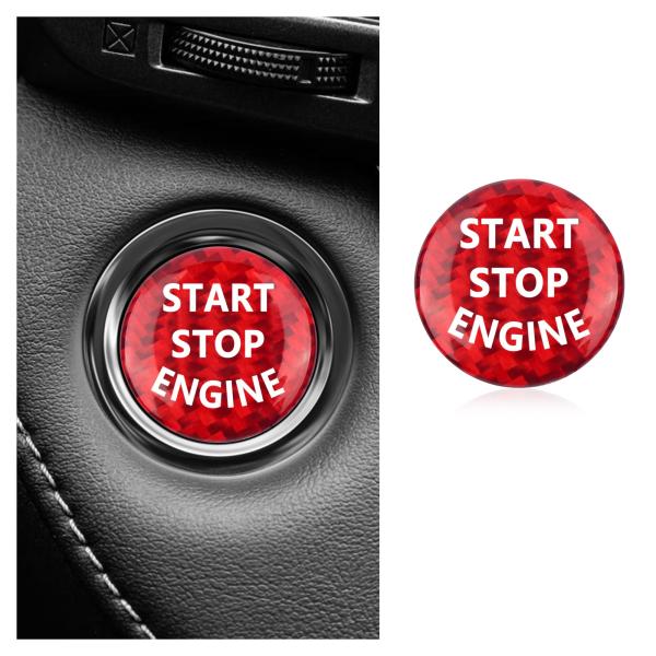 商品名: カーボンファイバーカープッシュスタートボタンカバー、25-26mm エンジンスタートボタンカバー 車の装飾、ユニバーサルカーイグニッションボタンカバー CCar インテリアアクセサリー ほとんどの車 SUV (カーボンレッド) C...
