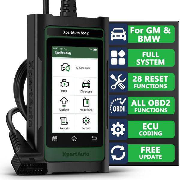 商品名: XpertAuto OBD2 スキャナー S512 BMW/GM用 フルシステム自動車診断スキャナー カーコードリーダーとリセットツール すべてのシステム診断 28種類のリセット機能 ECUコーディング Autovin Xpert...