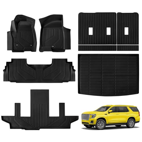 商品名: DAZANZAN フロアマット シボレー/シボレーサバーバン/GMC ユーコン XL 7人掛け 2021-2024 全天候型サバーバン/ユーコン XL フロアマット シボレー/シボレーサバーバン/GMCユーコンXLアクセサリー20...