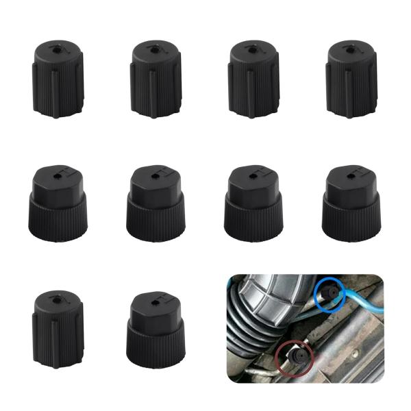 商品名: Crynod Pack-10 カーエアコンバルブコア修理カバー、0.55インチ低圧キャップと0.68インチ高圧キャップコンビネーションセット、ABS耐久性空調システムシールキット、車用ユニバーサル(ブラック) Crynod Pac...