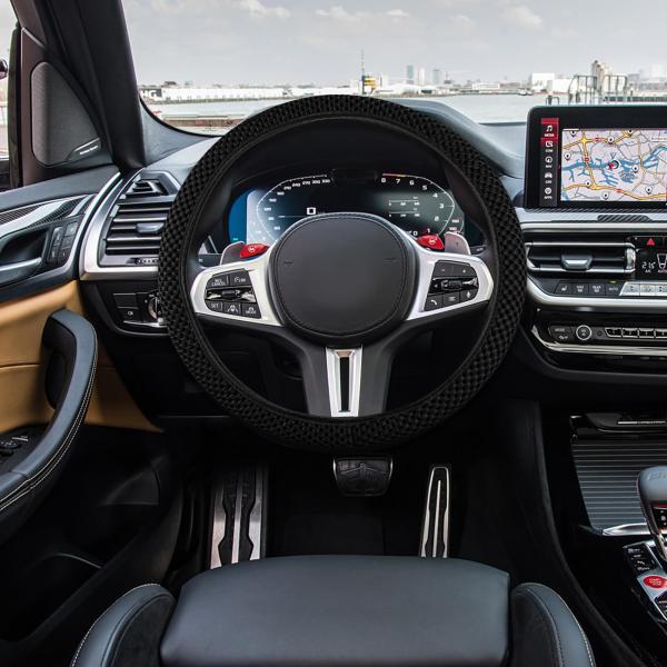 商品名: RGOAANC 伸縮性ストレッチハンドルカバー、車のハンドルプロテクター、マイクロファイバー通気性アイスシルクカーホイールカバー、ユニバーサル15インチ 自動車ハンドルカバー 車 トラック用 (ブラック) RGOAANC Elas...