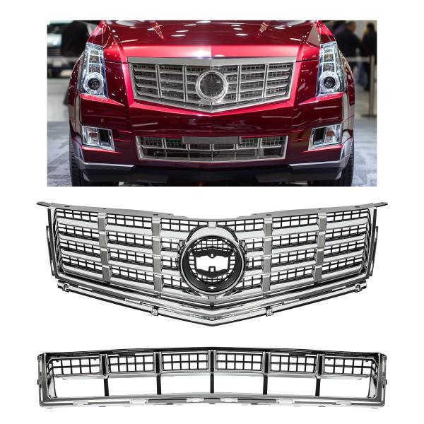 商品名: HECASA フロントバンパー上部&amp;下部グリルメッシュグリルインサート 2013-2016 キャデラック SRX プラスチック(ABS)クロム対応 HECASA Front Bumper Upper &amp; Lower...