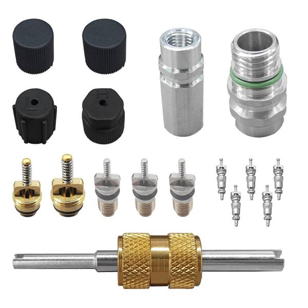 商品名: BDZMC ACバルブコアキット、取り外しツール付きACサービスバルブ、R12~R134a自動車用エアコンバルブコアステム、空調充電システムシーリングキャップキット 15個 BDZMC 17PCS Car Air Conditio...