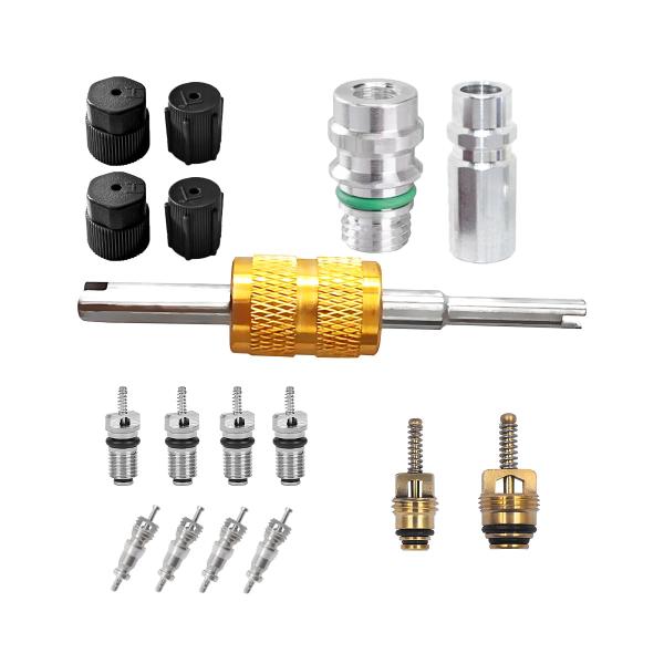 商品名: Bittwee カーエアコンバルブコアキット 17個 R12 R134a 車両HVACバルブステムコア 取り外しツール付き 自動AC冷凍キャップ バルブコア詰め合わせセット ほとんどの車に共通 Bittwee 17PCS Car ...