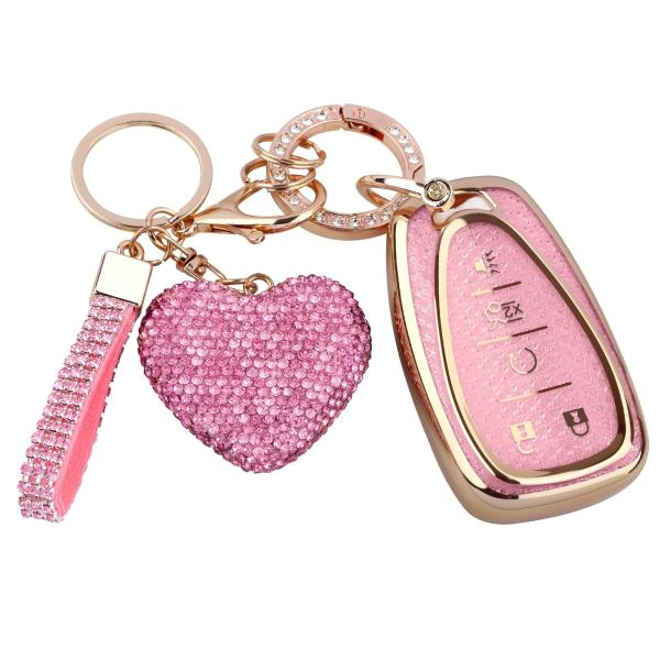 商品名:  Meruns Compatiable with Chevy 5 Button key fob cover with Diamond Bling Keychain, Car Accessories Keys Shell TPU f...
