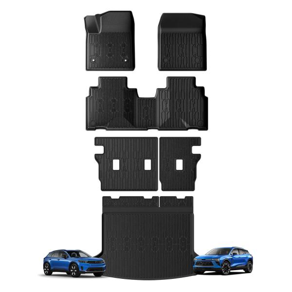 商品名: BestEvMod 全天候型車両マット シボレー ブレザー EV 2024+ アクセサリー TPE 滑り止め 3Dパターン 防水 滑り止め カーゴライナー (フロアマット + トランクマット + シートカバー) BestEvMod...