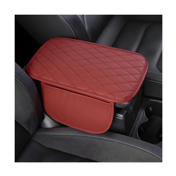 商品名: DXNQ カーセンターコンソールカバー、アップグレード版ソフトレザーアームレストカバークッション サイド収納バッグ2つ付き スタイリッシュなポータブルカーミドルコンソールカバーアクセサリープロテクター ほとんどの車両用 (レッド)...
