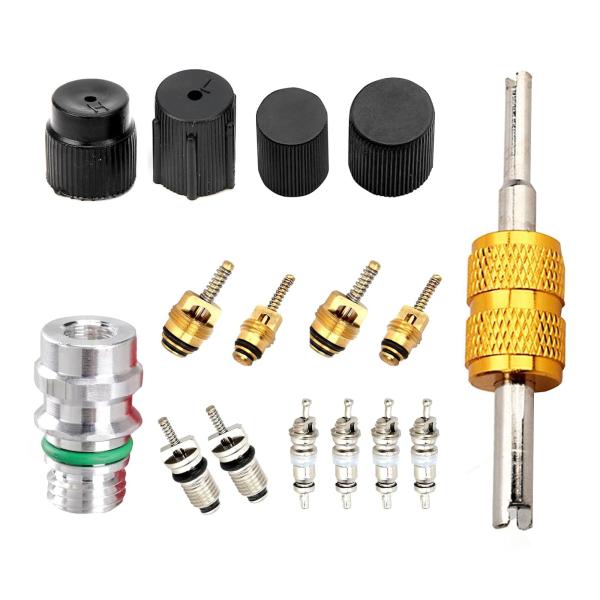 商品名: getfay Pack-16 AC除去ツール、エアコンバルブコアキット、A/Cシステムポートシールカバーキット、バルブコア取り外しツール付きバルブステムコア、ほとんどの車両にユニバーサル(ブラック) getfay Pack-16 ...