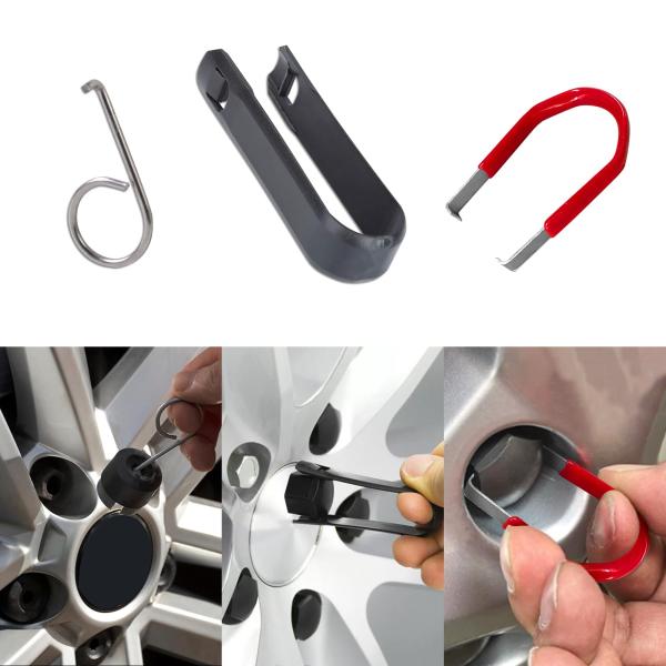 商品名: QZTYTY 3個 カーホイールハブボルトナットカバー取り外しツール、ラグナット取り外しツール、3タイプホイールラグキャップ取り外しツールセット、ユニバーサルカーアクセサリーナットキャップラグプーラー&amp;ボルトキャップ取り外...