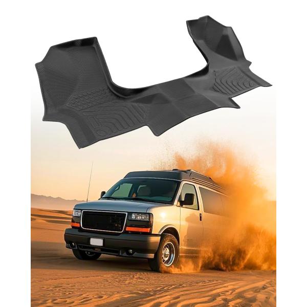 商品名: シボレーエクスプレス用カーフロアマット:TPEブラックラバーフロントライナー-バンアクセサリー シボレーエクスプレス用 GMC Savana 1500 2500 3500 2015 2016 2017 2018 2019 2020...