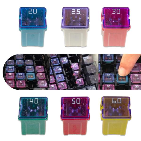 商品名: Polcatay Pack-6 車用ヒューズコンビネーションキット 20A/25A/30A/40A/50A/60A 32V 角型ブレードヒューズ 自動交換アクセサリー 車 トラック SUV用 汎用 (マルチカラー) Polcata...