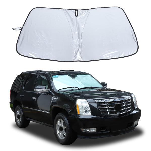 商品名: Heutamo フロントガラスサンシェード キャデラックエスカレード2007-2014年モデル対応 反射サンシェード フロントウィンドウサンシェード ヒートブロッカーバイザープロテクター 車内を涼しく保つ 1個 Heutamo W...