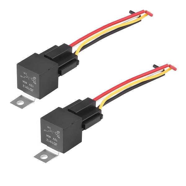商品名: Mandark JD19124 4ピン SPST 12V 40A カーリレーハーネス 車両リレーキット 12AWGカラーラベルワイヤーソケット付き2個 高耐久自動車電気制御アクセサリー ユニバーサルフィット Mandark JD1...