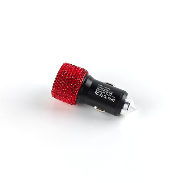 商品名: Ankuee Bling デュアルUSBカーチャージャーアダプター、5V/2.4Aクリスタルラインストーン自動高速充電プラグ、ダイヤモンド車両内装充電装飾アクセサリー、SUVセダントラック用ユニバーサル(レッド) Ankuee B...