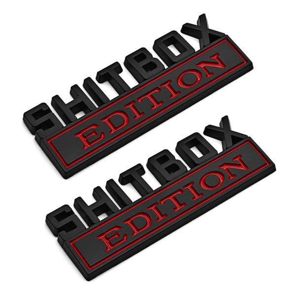 商品名: Lyxheth Shitboxエディションエンブレム、車の外装エンブレムバッジ、車の3Dレターバッジステッカーデカール、接着剤付き、装飾アクセサリーShitboxエディションバッジユニバーサル車(ブラックとレッド) Lyxheth...