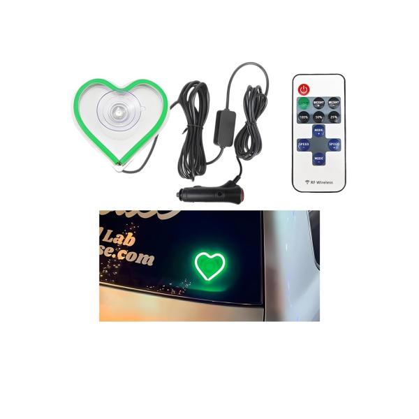 商品名: FALVFUN 車用LEDアンビエントライト、ラブハートUSB車両ネオンライティング、三角形またはバックウィンドウ用リモコン付き、オートインテリア雰囲気ランプサインデコレーションアクセサリー、ユニバーサルフィット(グリーン) FA...