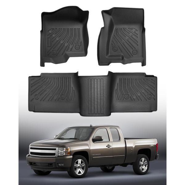 商品名: シボレーシルバーダオ用トラックフロアマット:TPEフィットプロテクション - GMCシエラエクステンデッドキャブ1500 1999 2000 2001 2002 2003 2004 2005 2006, 2007 クラシックボディ...