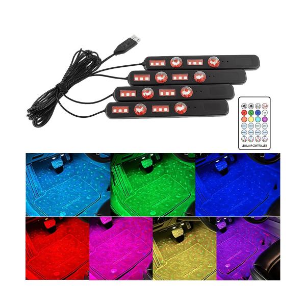商品名: Sandfren 車内LEDライト、4イン1 RGB車両アンダーダッシュアンビエント照明キット、音楽同期&amp;アプリ/リモコン付き、USBポートオートインサイドフットウェルデコレーションランプ、ユニバーサルフィット Sandf...