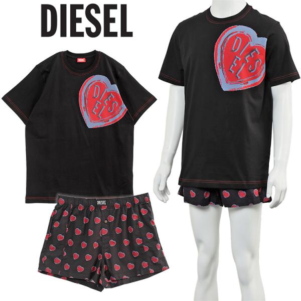 【Diesel Heart pyjama set】Tシャツ × トランクス 上下セット ハート パジャマセットハートのモチーフがキュートな印象で、セットアップではもちろん単体でも使えるアイテム。上質なコットンと軽い着心地のリヨセル素材。■商...