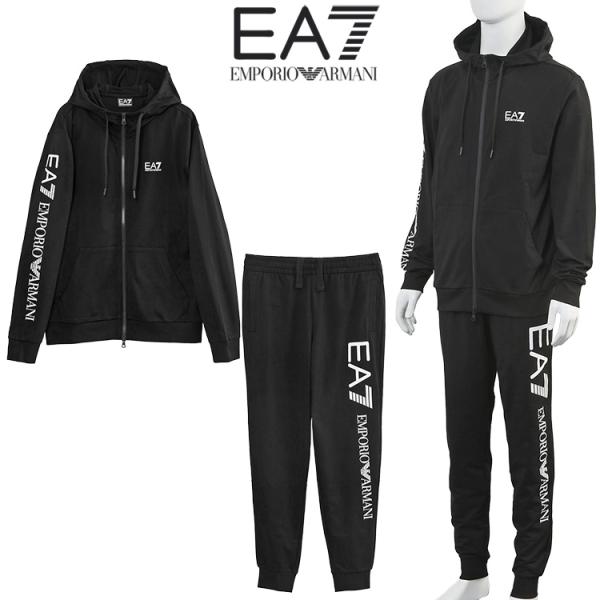 【エンポリオ アルマーニ EMPORIO ARMANI】EA7 上下セット ロゴシリーズすっきりとしたラインとミニマルなデザインが特徴のフード付きスウェットシャツとジョガーパンツ。■商品番号：7M000568/7M000571■素材：素材：...