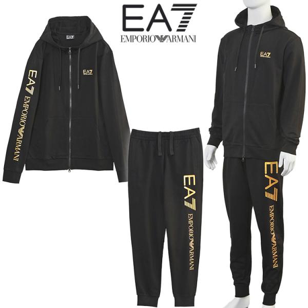 【エンポリオ アルマーニ EMPORIO ARMANI】EA7 セットアップ ロゴシリーズすっきりとしたラインとミニマルなデザインが特徴のフード付きスウェットシャツとジョガーパンツ。■商品番号：7M000568/7M000571■素材：素材...