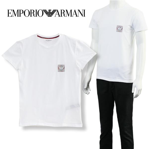 【エンポリオアルマーニ EMPORIO ARMANI】アンダーウェア クルーネック Tシャツ 刺しゅうロゴクルーネックと半袖にデザインしたラウンジウェアTシャツ。■商品番号：EM000375-AF10798■素材：コットン95%＋ポリウレタ...