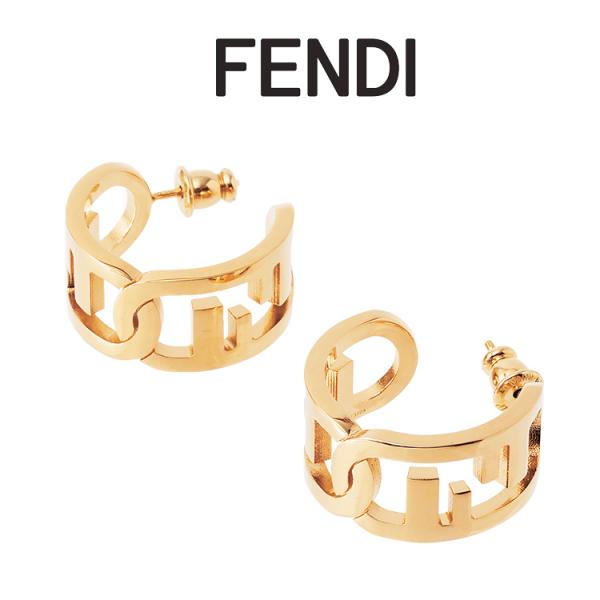 【フェンディ FENDI】FENDI O'LOCK ダブルモチーフ バンドフープピアスフェンディ オーロックのダブルモチーフをあしらった幅広バンドフープピアス。ゴールド仕上げのメタル製。■商品番号：8AK899-B08■素材：ブロンズ100...