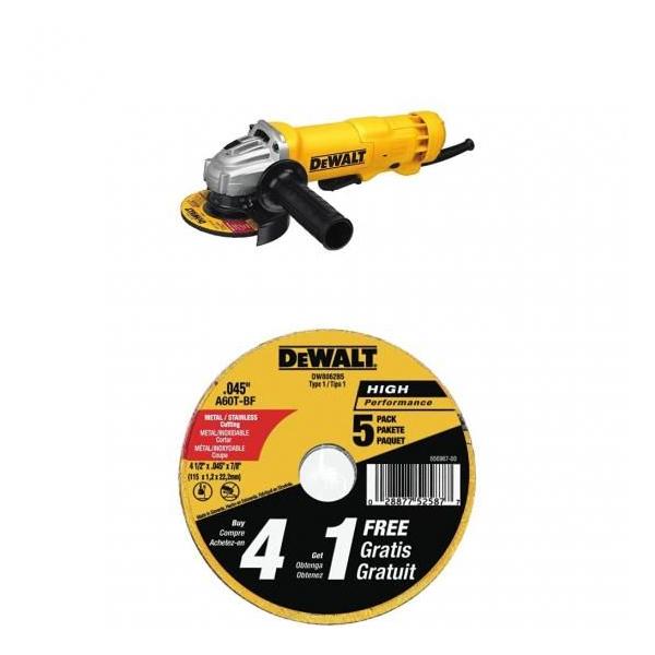 【商品名】 DEWALT アングルグラインダー、4.5インチ、11アンペア、パドルスイッチ（DWE402）および切断ホイール付き、汎用金属切断、4-1/2インチ、5個パック（DW8062B5） DEWALT Angle Grinder, 4...